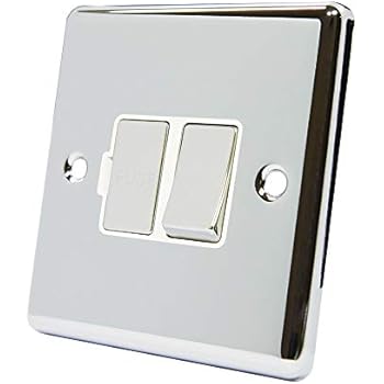 Light Switch 2 Gang Polished Chrome - Classic - White Insert Metal ...