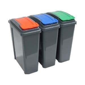 Pack Of Three 25 Litre Recycling Bins: Amazon.co.uk: Kitchen & Home