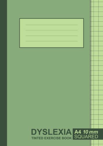 Dyslexia Tinted Exercise Book A4: 10mm Squared Green Graph Paper 100 gsm | Quad Ruled Visual ...