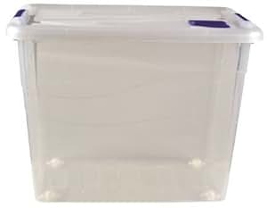 Aufbewahrungsbox Lagerbox Box mit Deckel und Rädern, 80 Liter, 46 x 62 ...