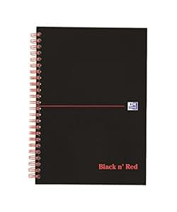 Oxford Black n' Red A4 Glossy Hardback Wirebound Notebook, Ruled, 140 ...