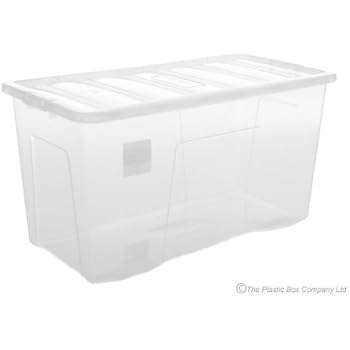 EXTRA LARGE CLEAR PLASTIC STORAGE BOX WITH LID 133 LITRE: Amazon.co.uk ...