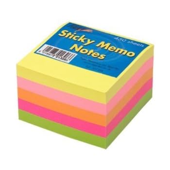 Rainbow Non-Sticky Note Cube 1,000 Square Paper Memo Notes 3.5" x 3.5 ...