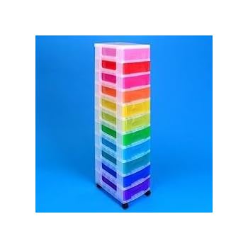 Really Useful Box Multicoloured Storage Unit - 8 x 7L - Clear Tower Rainbow Drawers: Amazon.co ...