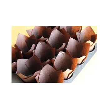 100 Chocolate Brown Tulip Muffin Cupcake Cases: Amazon.co.uk: Kitchen ...
