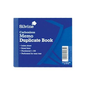 Silvine Duplicate Book Carbonless Memo 1-100 102x127mm Ref 703-P [Pack ...