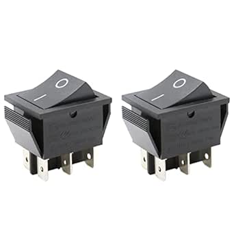 Heschen Rocker Switch ON-OFF DPDT 6 Terminals 16A 250VAC Black 2Pack ...