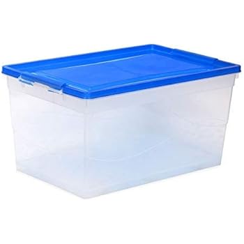 Nilkamal Plastic Stackable Storage Box with Wheels, 50 L, Blue and Red ...