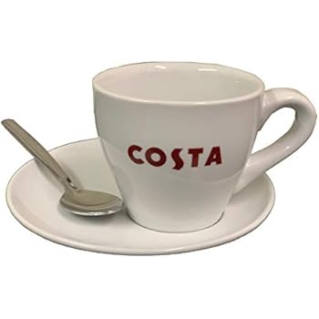 Costa Coffee Double Espresso Mug with Saucer and Spoon: Amazon.co.uk ...