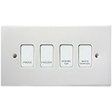 Polished Chrome Customised Kitchen Grid Switch Panel with White ...