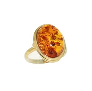 9ct Amber Stone Ring: Amazon.co.uk: Jewellery