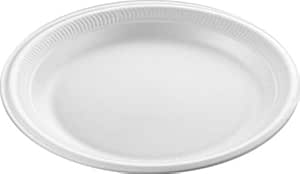Foam products Pack of 100 Disposable Polystyrene Plates 22.9 cm: Amazon ...
