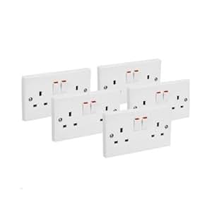 5 White Switched Twin Electric Electrical Double Socket: Amazon.co.uk ...