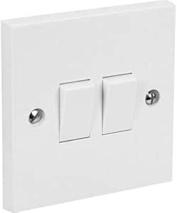 2 Gang 2 Way Light Switch White Plastic Double Twin: Amazon.co.uk: DIY ...