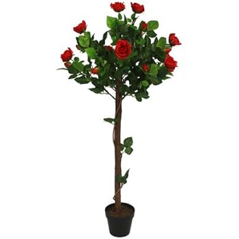 4ft Artificial White Rose Tree Indoor/Out Set Of 2: Amazon.co.uk ...