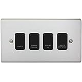 Polished Chrome Customised Kitchen Grid Switch Panel with White ...