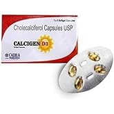 CADILA Calcigen D3 (विटामिन D3 - Cholecalciferol) 60000 IU - 5 * 4 कैप्सूल का पैक, सप्ताह में एक ...