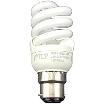 4 x TCP 11 Watt 630 Lumen Compact Fluorescent Spiral Energy Saver CFL ...