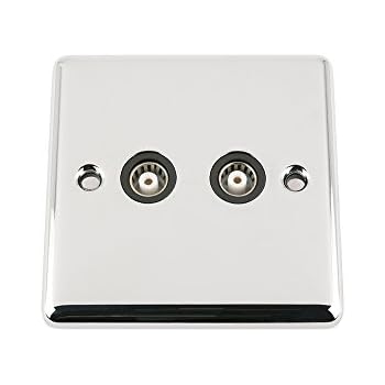 TV Coaxial Aerial Socket Double 2 Gang - Polished Chrome Classic ...