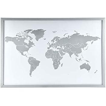 Magnetic wall world map, silver, 60 cm x 40 cm: Amazon.co.uk: Office ...
