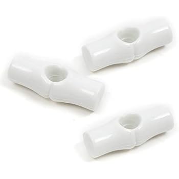 10 x 27mm White Plastic Toggle Buttons. These buttons are with a single ...