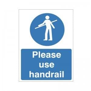 Please Use Handrail Sign 150mm x 200mm - Self Adhesive: Amazon.co.uk ...