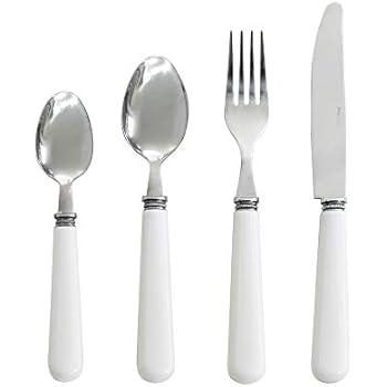 Premium 40 Piece Stainless Steel White Handle Cutlery Set in Tray ...