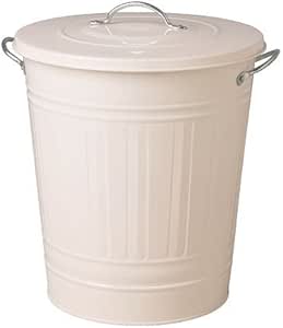 Indoor 40 Litre Waste Bin with Lid, White - Steel Epoxy Powder Coated ...