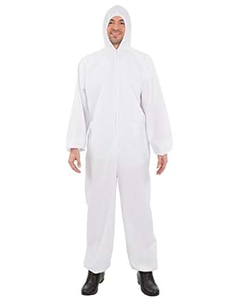 Adult Unisex White Hazmat Suit Chemical Forensic Fancy Dress Costume ...