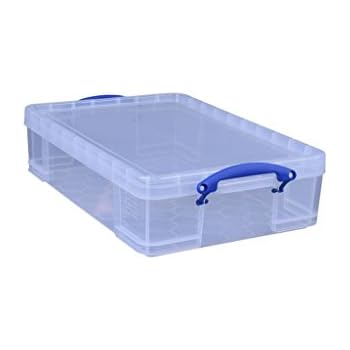 16 Litre Shallow Plastic Storage Boxes with Lids (Pack of 5) 42.5 x 32. ...