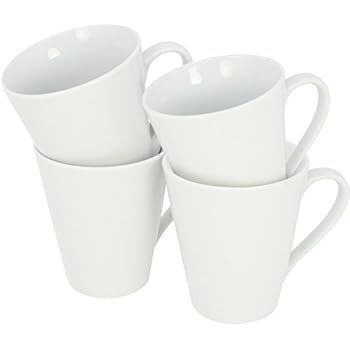 Kaffeetasse 350 ml aus Porzellan - 6er Set/weiß - Kaffeebecher Tasse ...