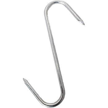 Extra Large 150mm Pointed S Hook - Thick Galvanised Steel Butcher/Meat ...