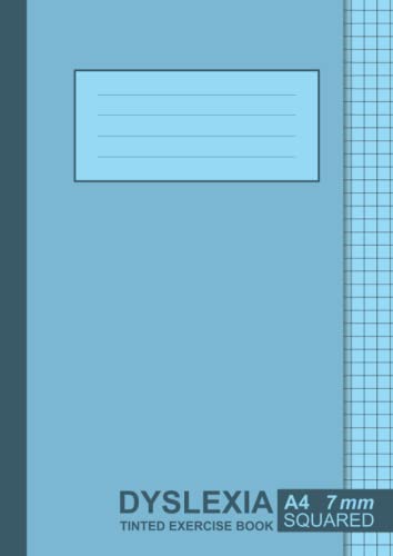 Dyslexia Tinted Exercise Book A4: 7mm Squared Blue Graph Paper 100 gsm ...