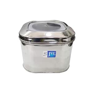 Buy JVL Stainless Steel Cubic Tin with See Through Unbreakable Lid for ...