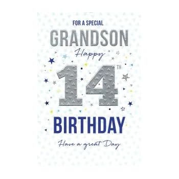 For A Special Grandson Happy 14th Birthday Card - Have A Great Day ...