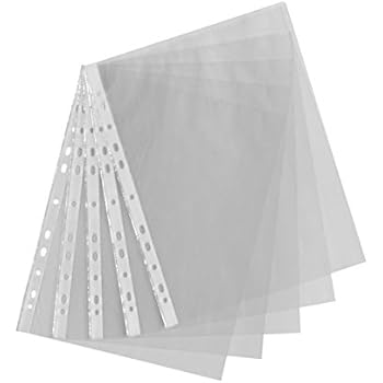 Smco 100 X A4 CLEAR PLASTIC PUNCH PUNCHED POCKETS FOLDERS FILING WALLETS SLEEVES: Amazon.co.uk ...