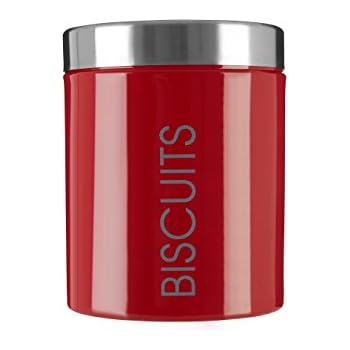 Round Biscuit Tin Red Enamel: Amazon.co.uk: Kitchen & Home