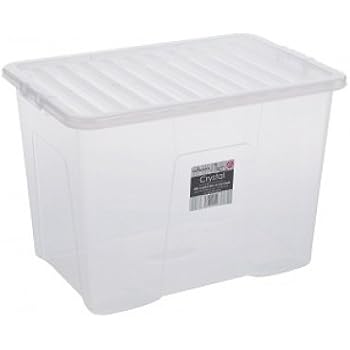 145L Extra Large Huge Heavy Duty Strong Plastic Storage Box w/ Wheels ...