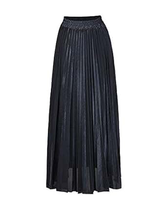 Damen Rock Plissierter Maxi Faltenrock Plisseerock A-Linie Falten ...