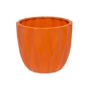 Orange ceramic 16 cm planter round flowerpot Amsterdam: Amazon.co.uk ...