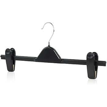 10 Black Plastic Expandable Spring Coat Hangers for Trousers & Skirts ...