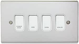 Polished Chrome Customised Kitchen Grid Switch Panel with White ...