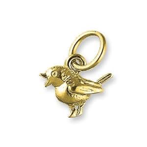 9ct Solid Yellow Gold Robin Charm Pendant: Amazon.co.uk: Jewellery