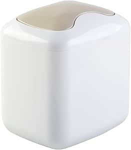 mDesign Lidded White Wastepaper Bin - Bedroom Bin & Rubbish Bin for ...
