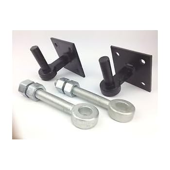 Wyre Direct Gate Hinge Hook Brackets Black With 150mm Eye Bolts Square ...