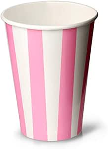 drinkstuff Pink Striped Milkshake Paper Cups 12oz / 340ml - Set of 50 ...
