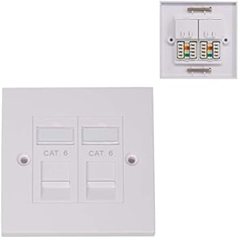 Double Port CAT6 IDC Wall Outlet Face Plate - 2 Way RJ45 Network ...