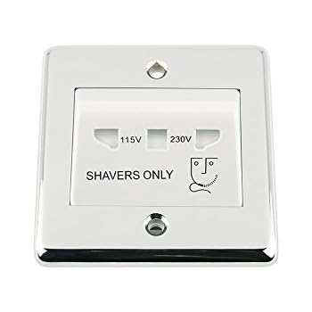 Shaver Socket Dual Voltage 115V/230V - Single Size - Satin Chrome ...