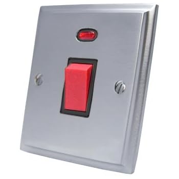 Cooker Oven Switch w/Neon Indicator 45 Amp - Satin Chrome - Square ...