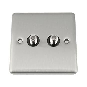 AET CSC2GSKY Satin Chrome Classical 2 Gang Sky Twin F Type Socket for ...